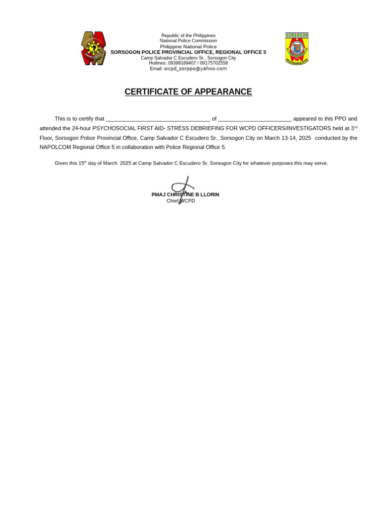 Cert of Appearance | PDF