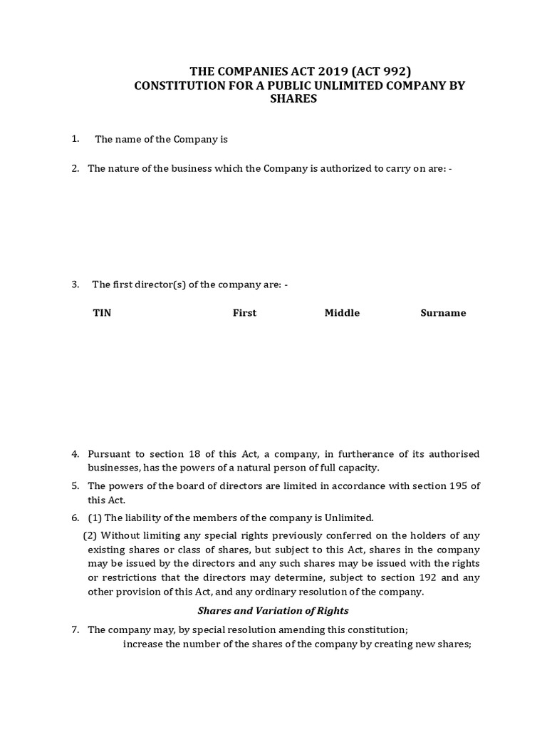 Public Unlimited Constitution | PDF | Dividend | Board Of Directors