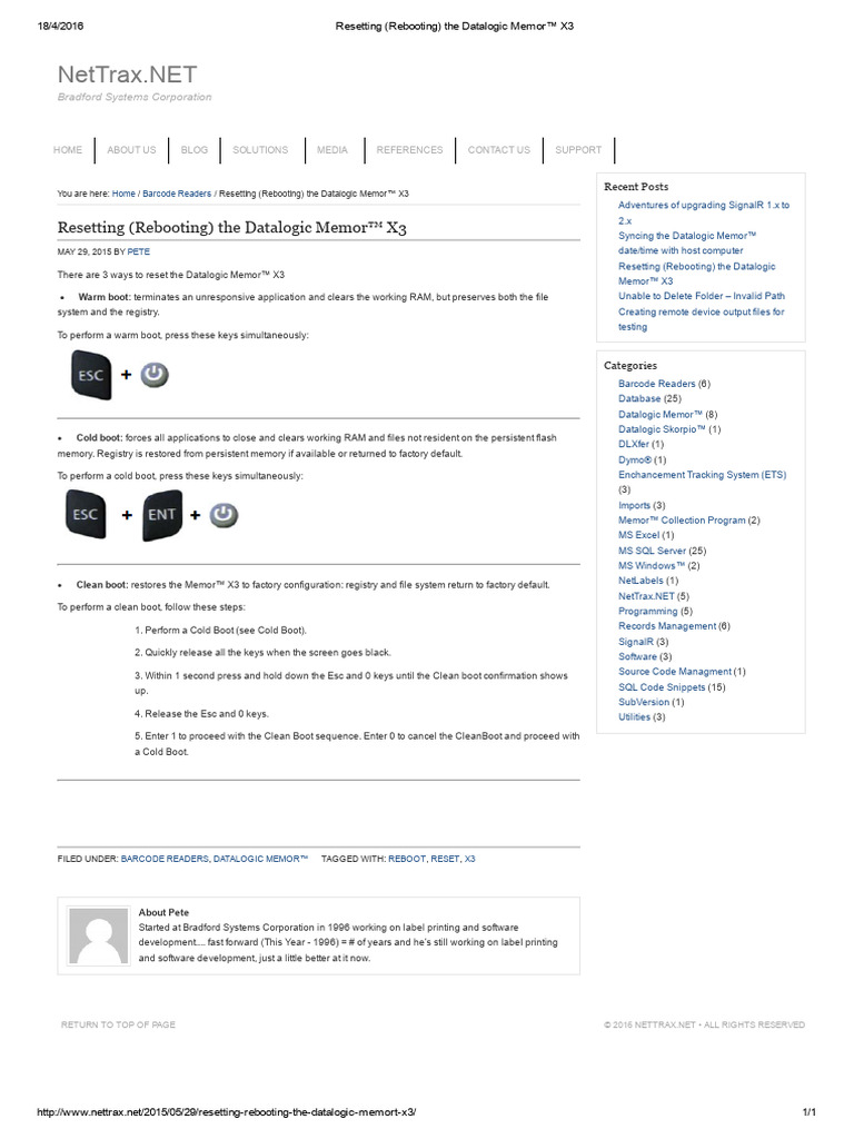 Resetting (Rebooting) The Datalogic Memor X3 | PDF | Booting | Microsoft Windows