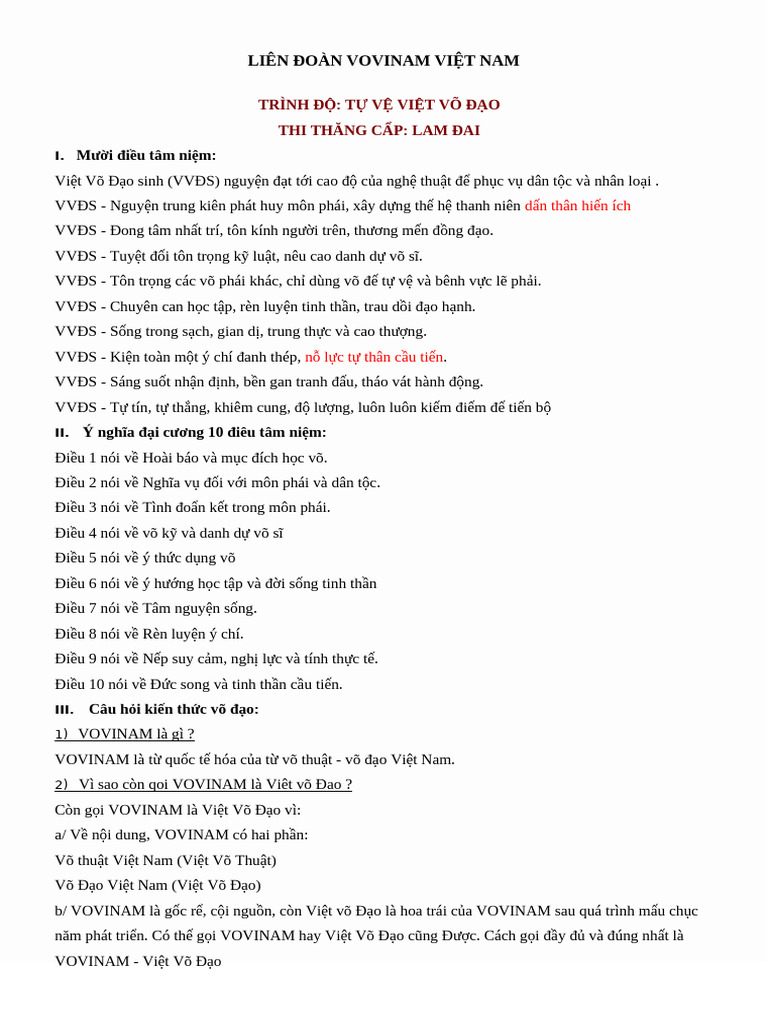 De Cuong Võ Đ o Trung Dang Vovinam 2021 | PDF