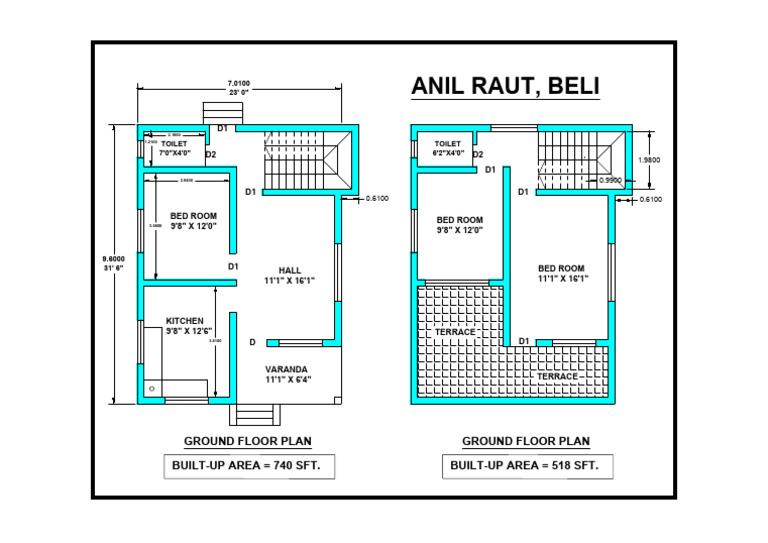 Final DWG of Ground & First Floor Plan, Anil Raut, Beli | PDF