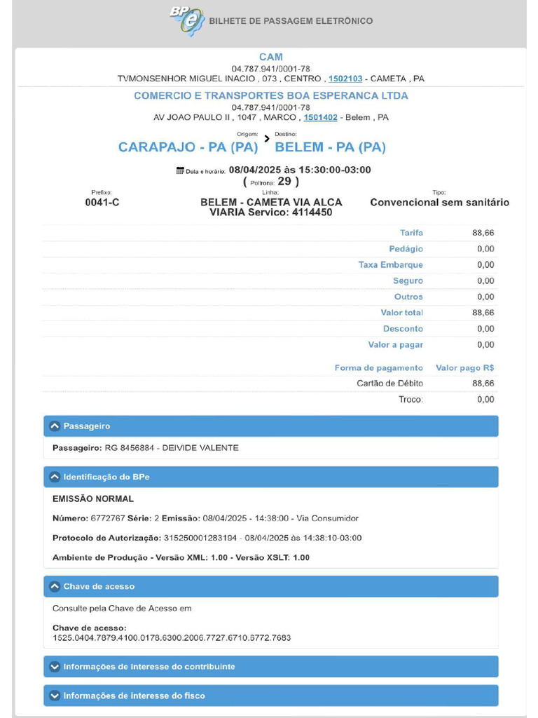 Bilhete de Passagem - Ida | PDF