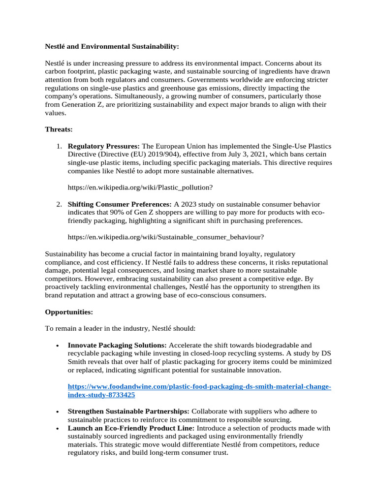 Nestlé's Path to Environmental Sustainability | PDF | Sustainability ...