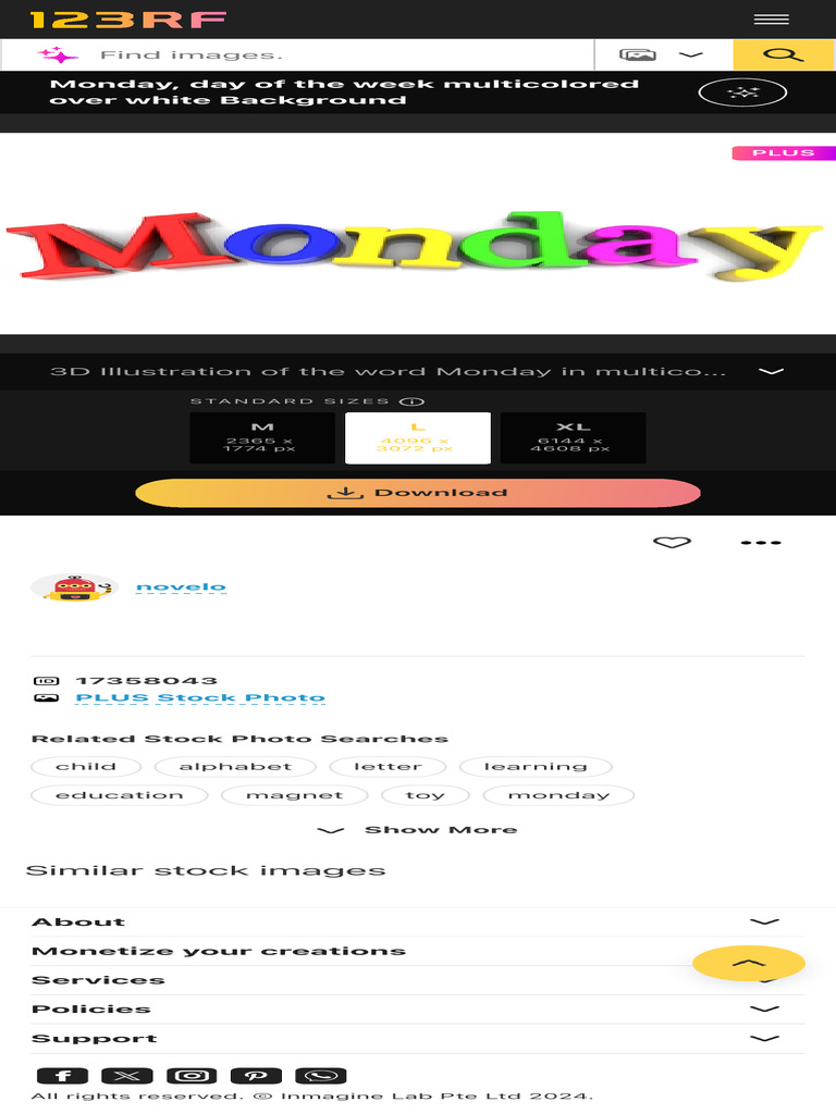 Monday, Day of the Week Multicolored Over White Background Stock Photo ...