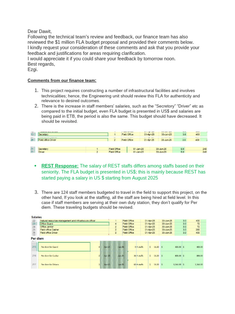 WFP Draft Response | PDF
