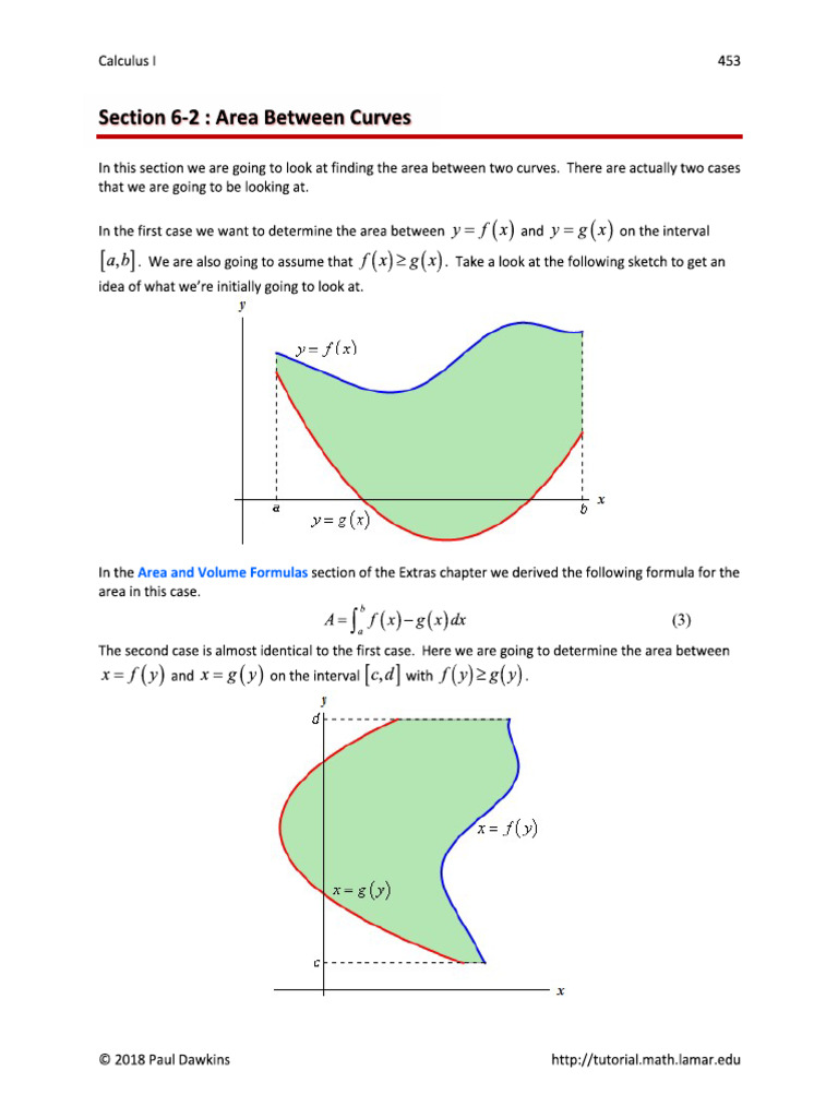 Area Between Curves | PDF