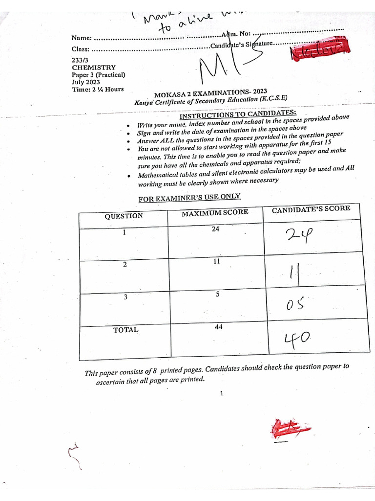 Chemistry p3 ms mokasa2 2023 | PDF