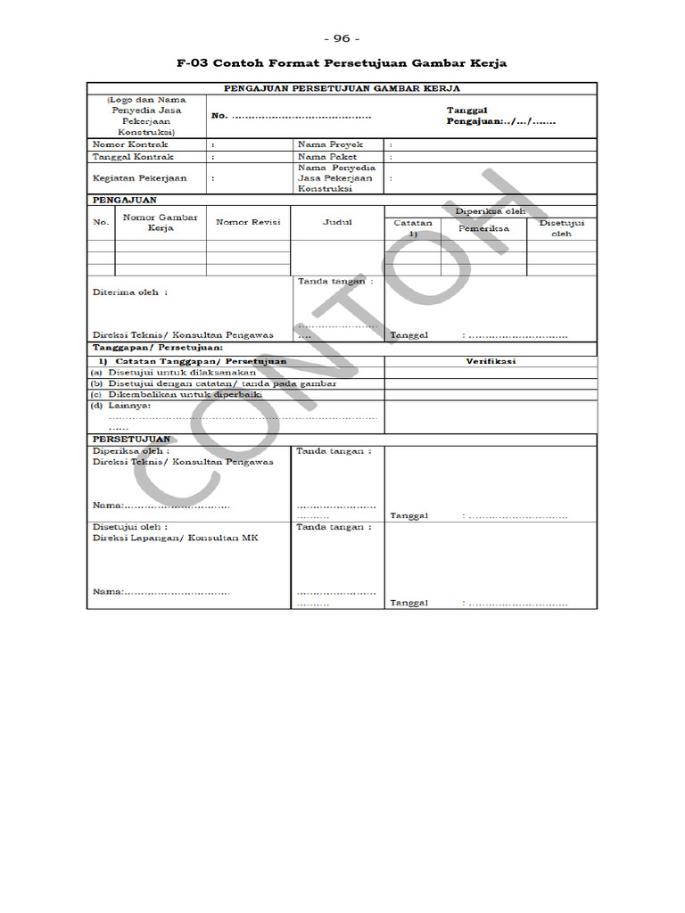 Form Persetujuan Gambar Kerja | PDF