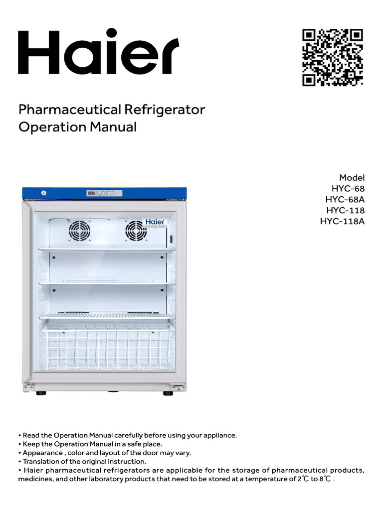 User manual HYC-68-118 HC | PDF | Refrigerator | Ac Power Plugs And Sockets