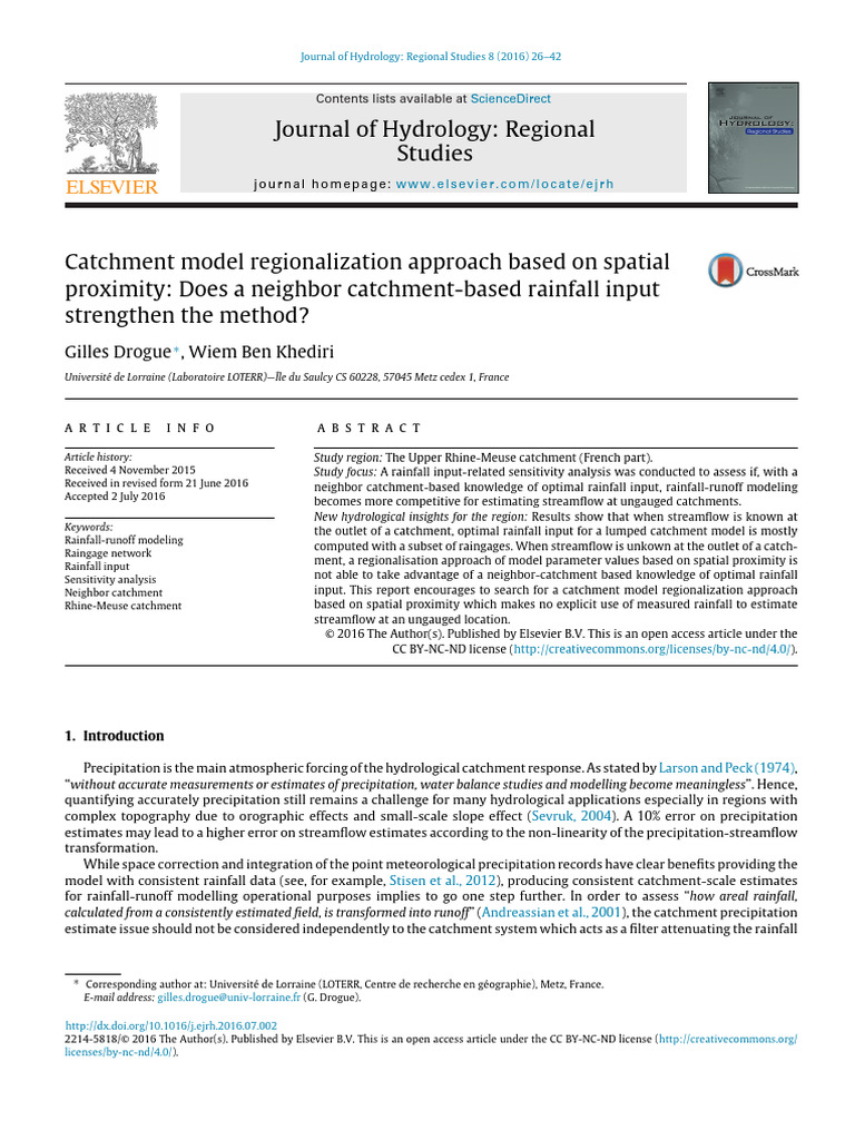 Catchment Model Regionalization Approach Based On | PDF | Drainage Basin | Precipitation