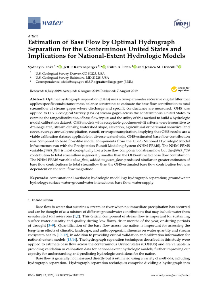 Estimation of Base Flow by Optimal Hydrograph Sepa | PDF | Hydrology ...