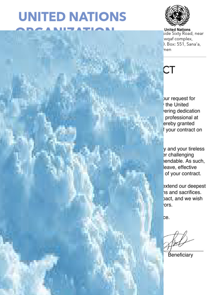 United Nations Organization: End of Contract | PDF
