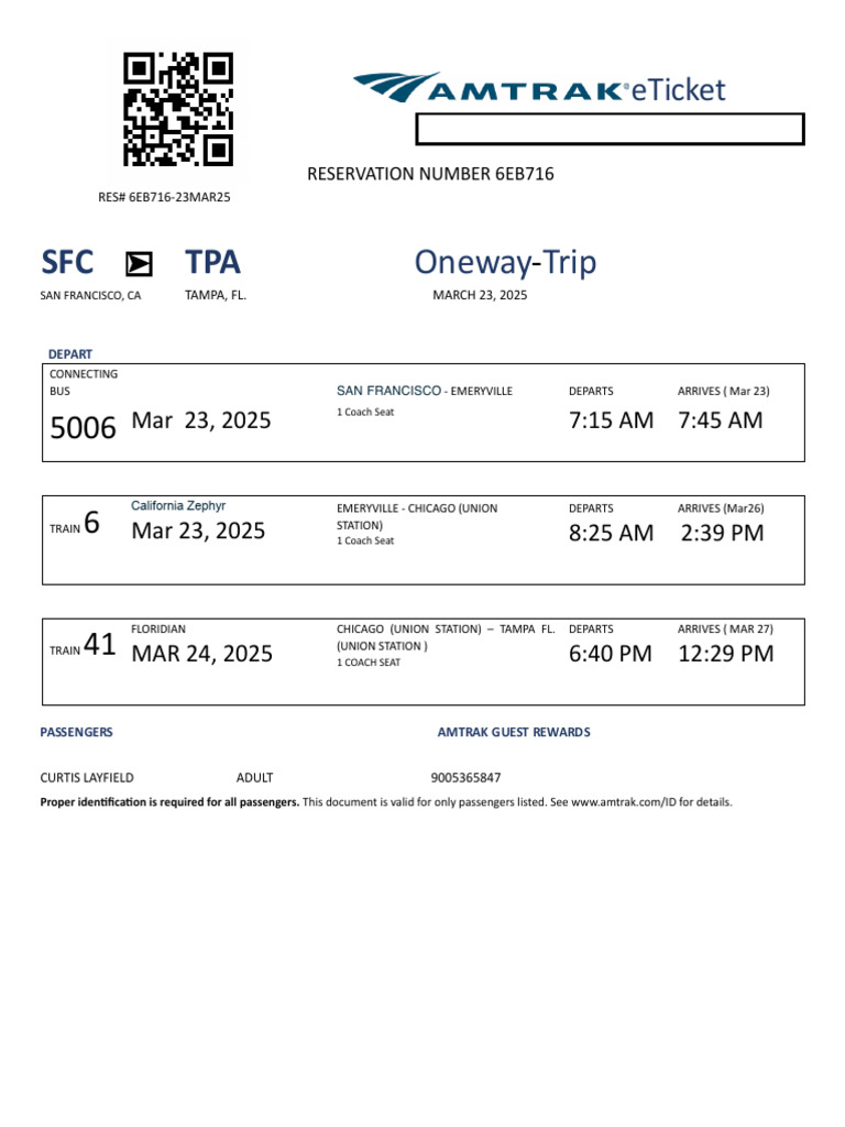 Amtrak E Ticket | PDF | Ticket (Admission) | Amtrak