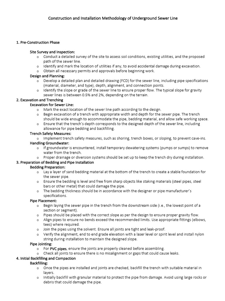 Construction and Installation Methodology | PDF | Pipe (Fluid ...