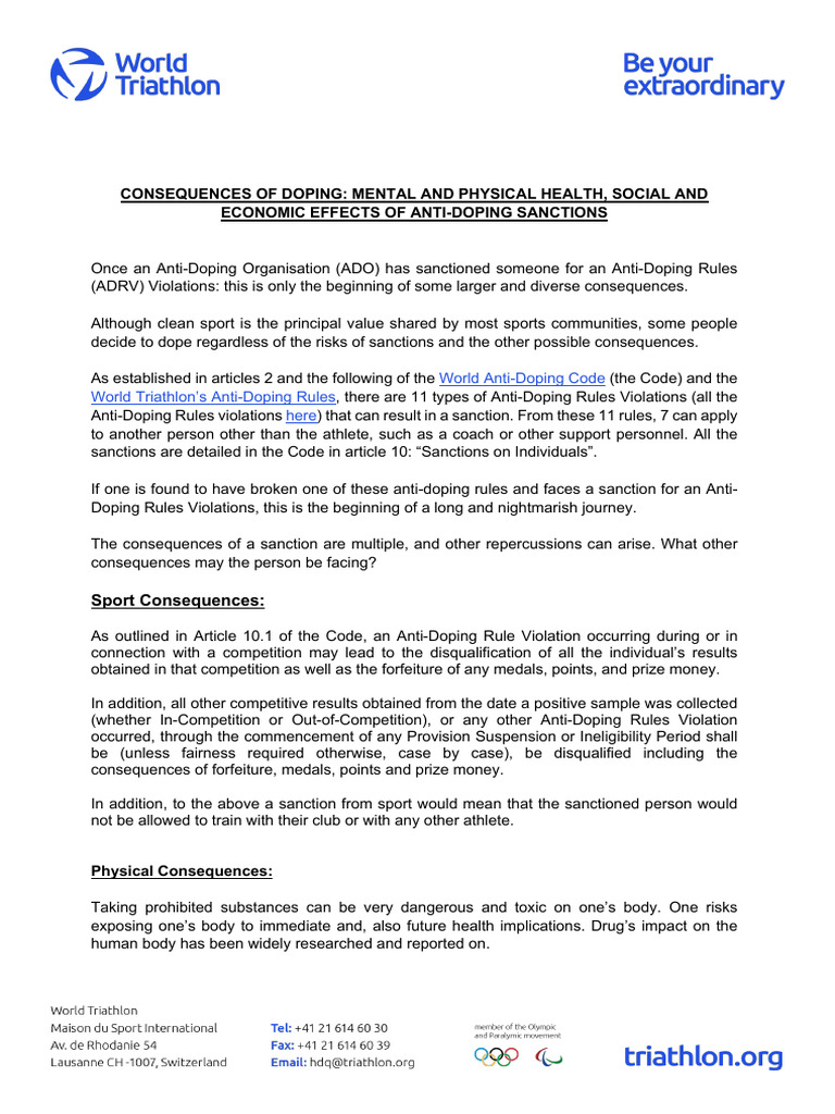 Consequences_of_Doping_-_World_Triathlon | PDF | Doping In Sport | Justice