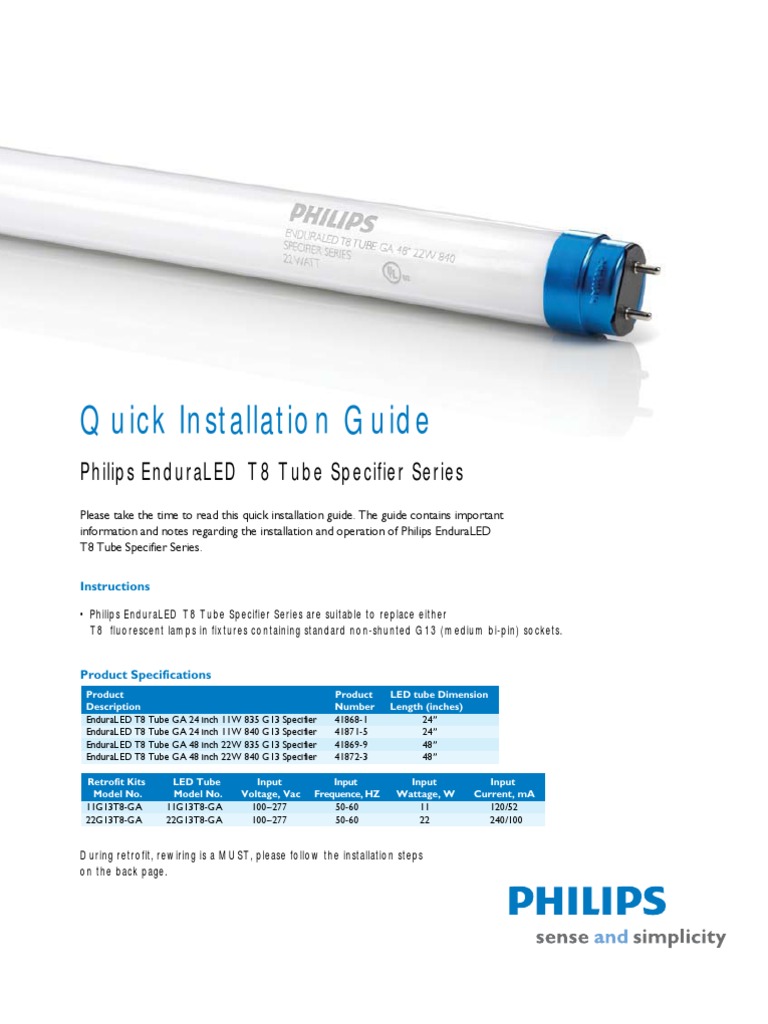 Philips EnduraLED T8 Tube LED Light Installation Guide | Fluorescent ...