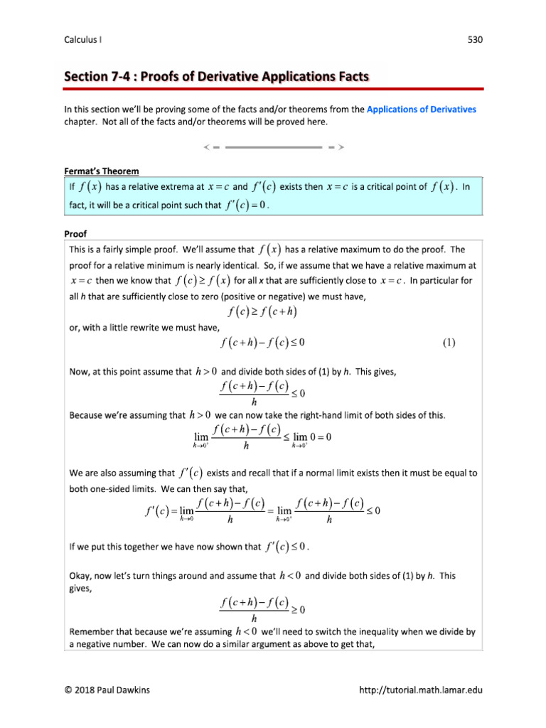 Proofs of Derivatives Applications Facts | PDF