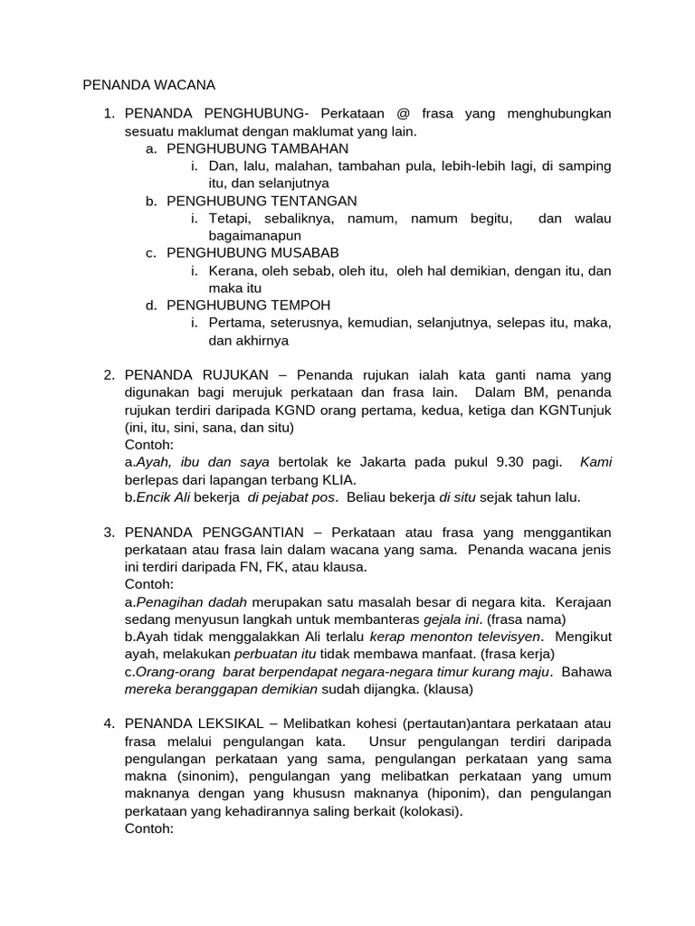 Jenis Penanda Wacana dalam BM | PDF