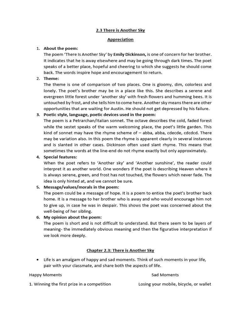 2.3 There is another sky | PDF | Poetry | Sonnets