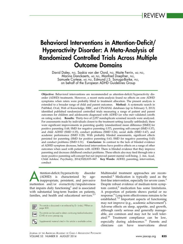 Behavioral Interventions in ADHD | PDF | Attention Deficit ...