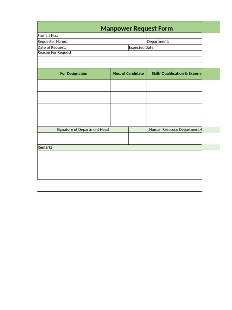 Manpower Request Form Template | PDF
