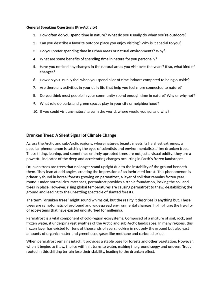 Pre While Post TOEFL IBT Reading Environment | PDF | Climate Change ...