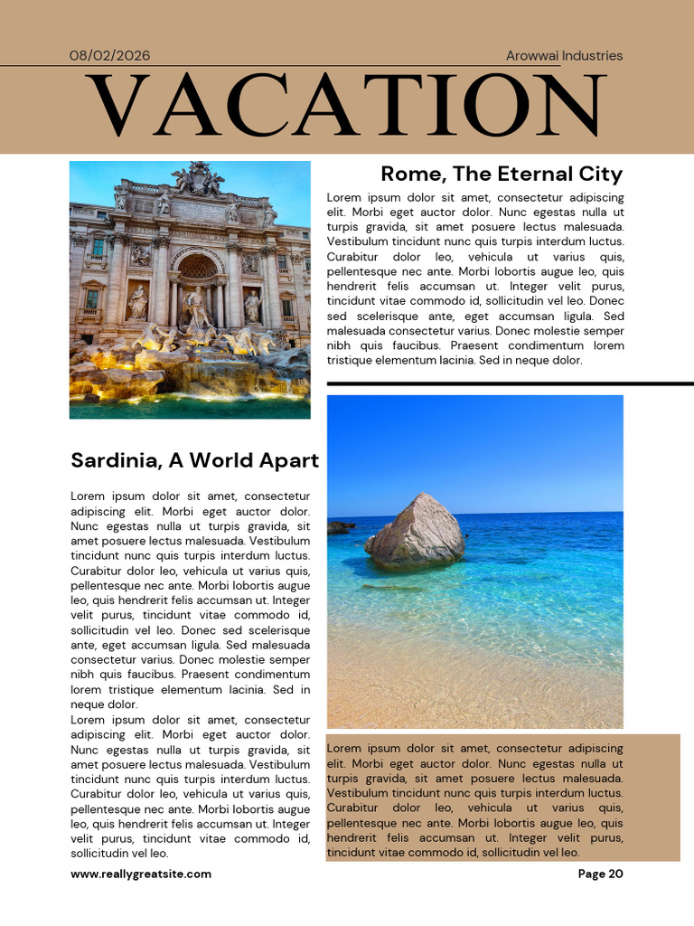 Brown and White Photo Collage Travel Magazine | PDF