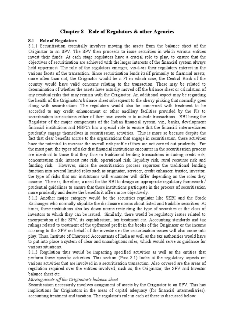 Regulation of Securitization: The Important Roles of Regulators in ...