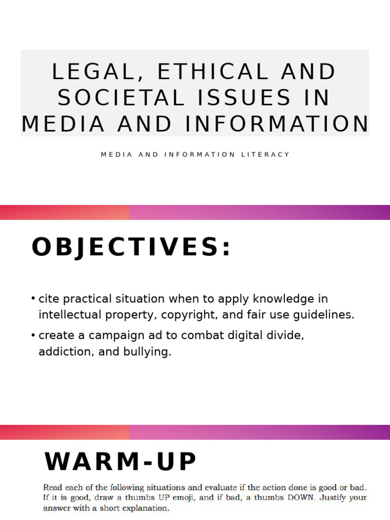 Legal Ethical and Societal Issues in Media | PDF | Copyright | Patent