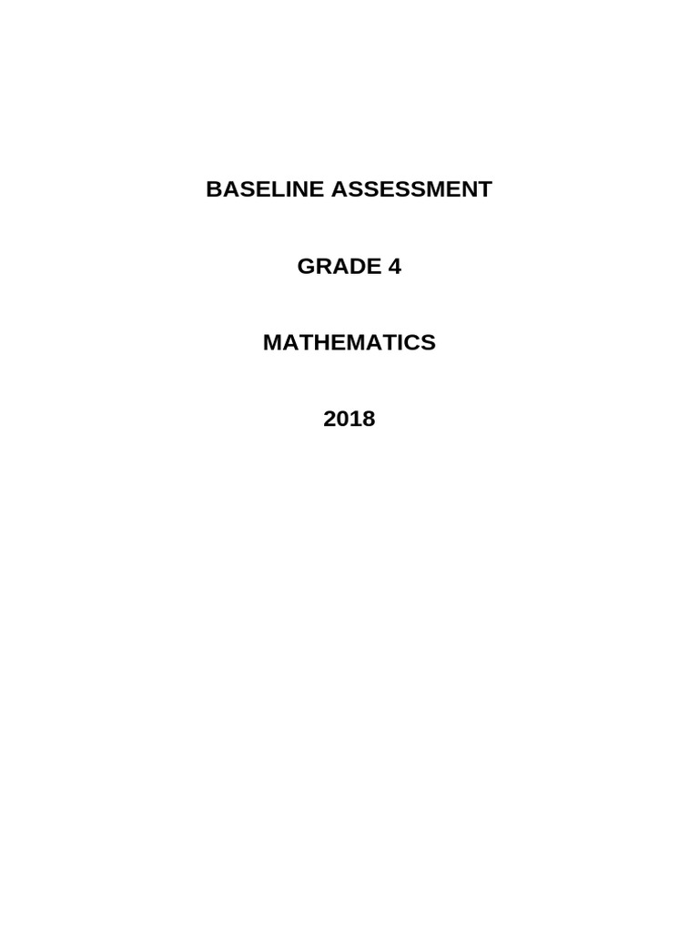 Grade 4 Mathematics Baseline Assessment | PDF | Mathematics