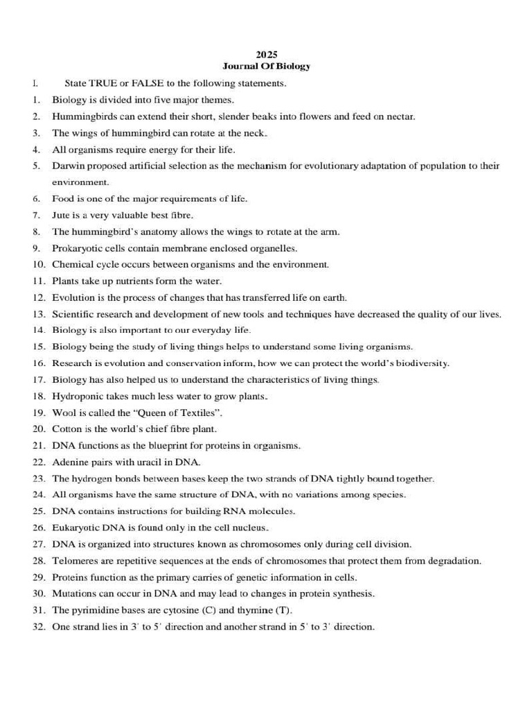 2024-2025 Bio Journals | PDF