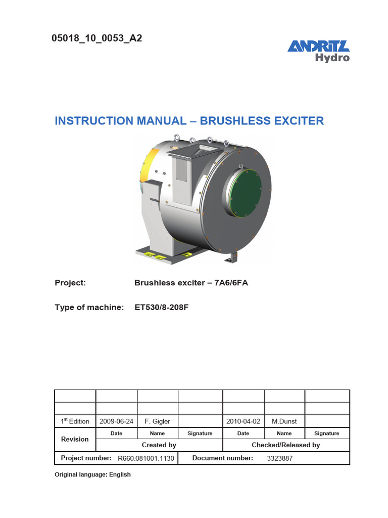 Brushless Exciter Instruction Manual | PDF | Electricity | Electrical ...