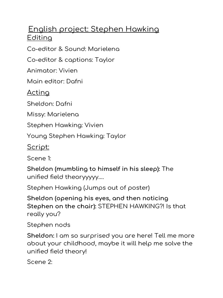 English Project - Stephen Hawking | PDF | Stephen Hawking | Scientific ...