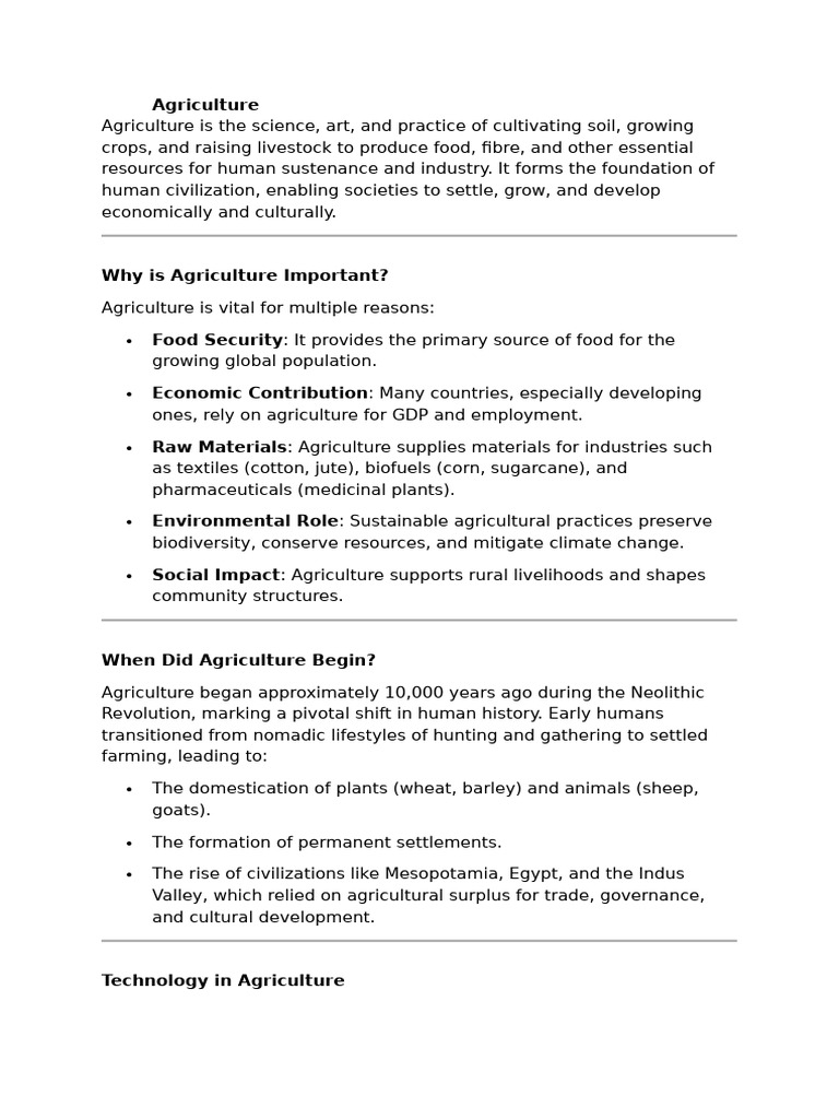 Importance and Types of Agriculture | PDF | Agriculture | Soil