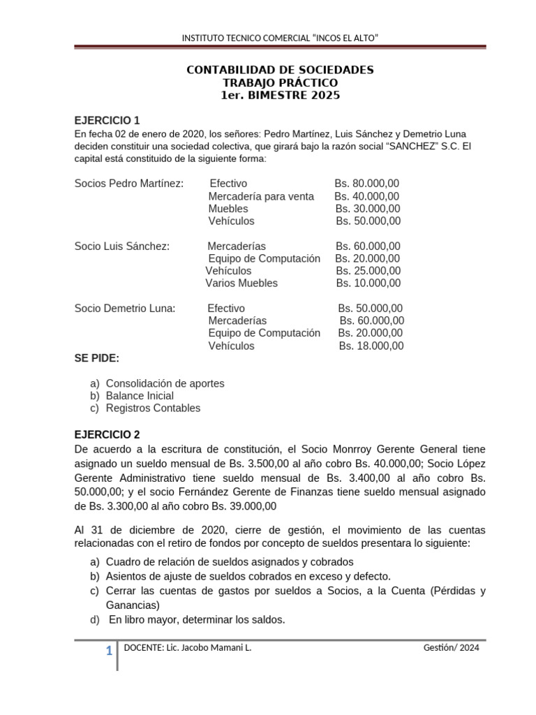 Trab. Practic0 1er - Bim. 2025 | PDF | Contabilidad | Servicios financieros