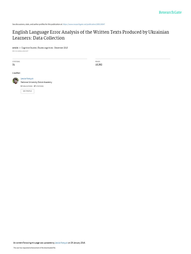 Kotsyuk - English Language Error Analysis of The Written Texts Produced ...