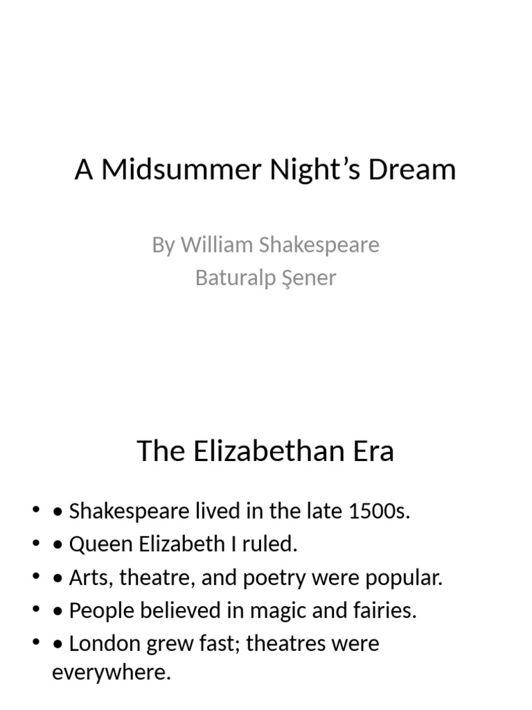 A Midsummer Night's Dream Overview | PDF