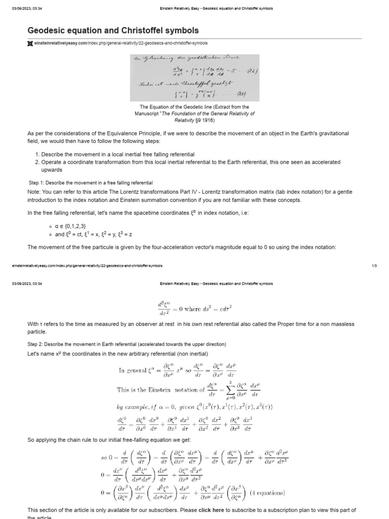 5 - Geodesic Equation and Christoffel Symbols | PDF | Special ...
