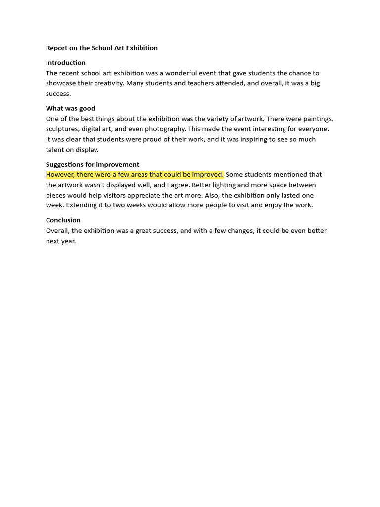 Report On The School Art Exhibition | PDF