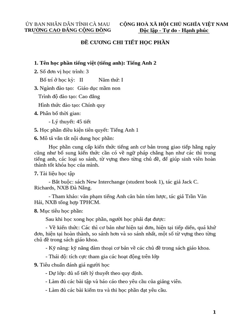 De Cuong Chi Tiet Ta 2 | PDF