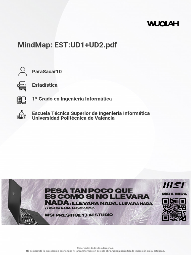 MindMap - EST - UD1 UD2 | PDF | Teoría estadística | Estadísticas descriptivas
