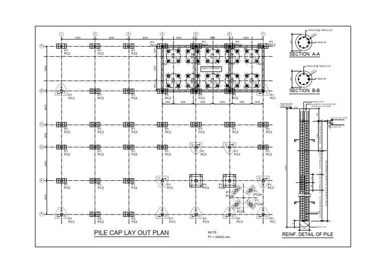 Pile Cap Layout Plan and Details | PDF