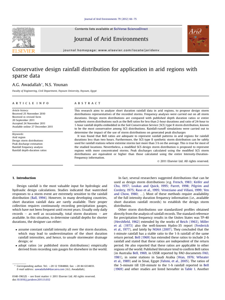 Conservative Design Rainfall Distribution For Application in Arid ...