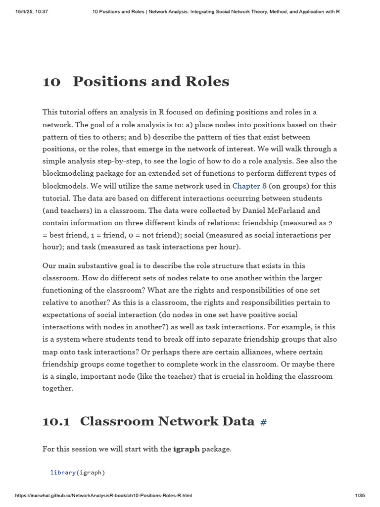 10 Positions and Roles - Network Analysis - Integrating Social Network Theory, Method, and ...