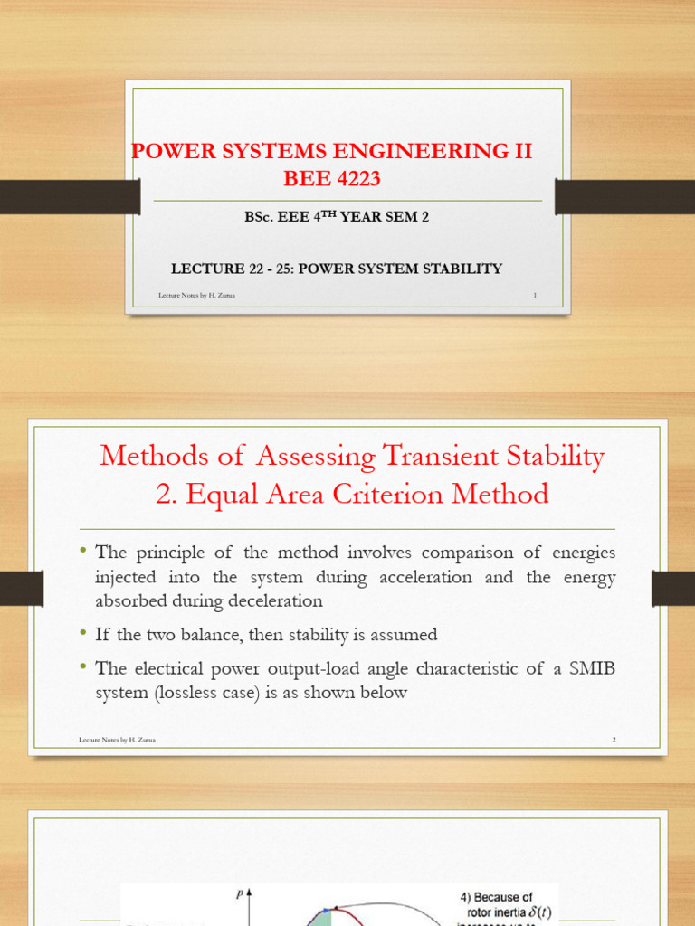 BEE 4223 Lecture 22-25 - Power Systems Stability | PDF | Applied And ...