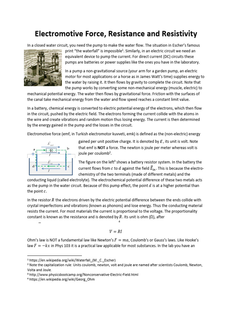 Electromotive Force Resistance Resistivity1 | PDF | Voltage | Volt
