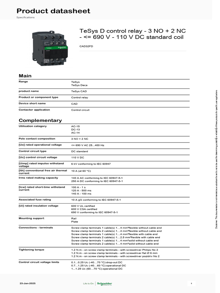 Schneider Electric - TeSys-K-D-SK-Control-Relays - CAD32FD | PDF ...