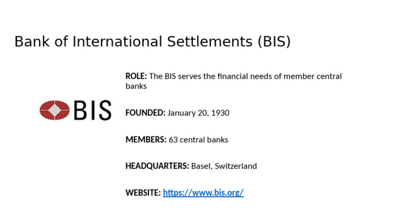 Bank of International Settlements (BIS) | PDF