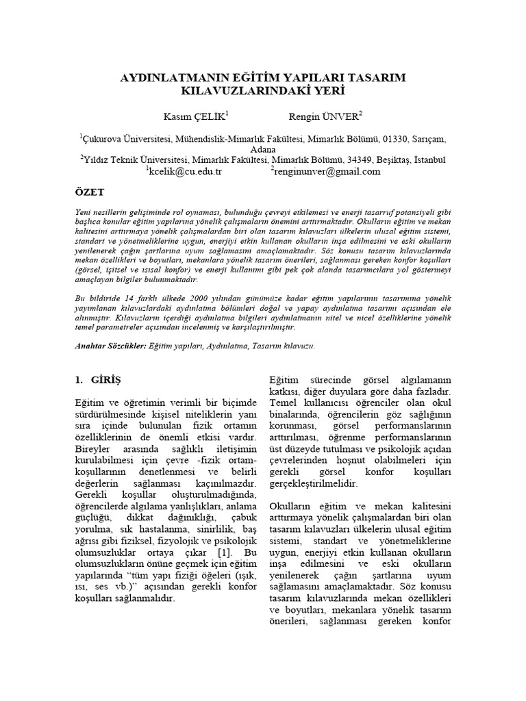 Aydinlatmanin Eği̇ti̇m Yapilari Tasarim | PDF