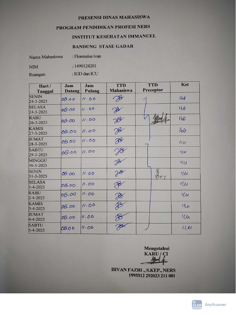 Presensi Dinas - Florensius Ivan | PDF